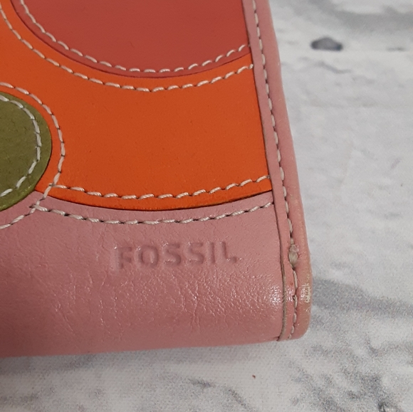 Fossil | Bags | Fossil Multi Color Patch Leather Wallet | Poshmark